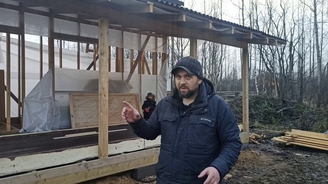 Доделываем Пол Террасы. Ставим Дверную Коробку / Строю Мини Дом Tiny House 6х3