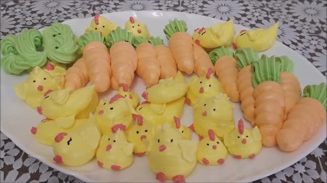 Безе для оформления куличей. МОРКОВЬ, ЦЫПЛЯТА, ПТИЧКИ. Как украсить кулич?