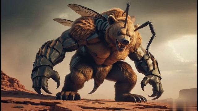 A hybrid of a bear and a hornet. Фантастические, анимированные и сказочные гибриды животных, зверей