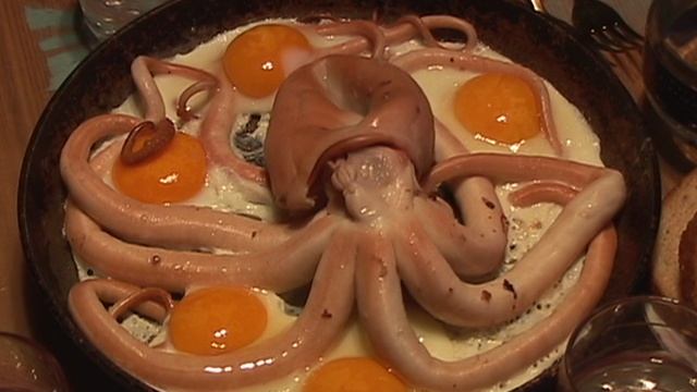 (ретро) осьминог на сковородке