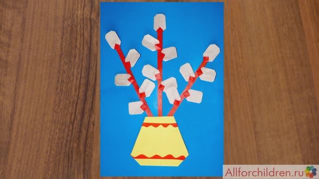 Верба (веточки вербы в вазе). Поделка к Пасхе