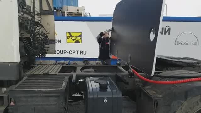 Гидрофикация VOLVO под щеповоз с откидным настилом за кабину