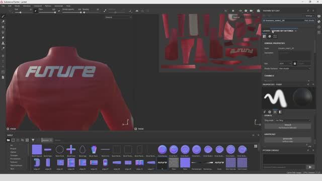 10/36 Экспорт из ZBrush. Основы текстурирования одежды, интерфейс Substance Painter