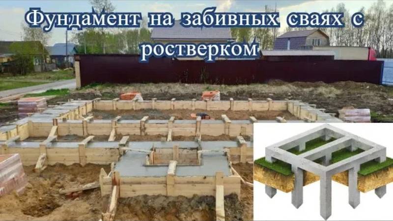Фундамент на забивных сваях с ростверком. Строительство коттеджей в Костроме.