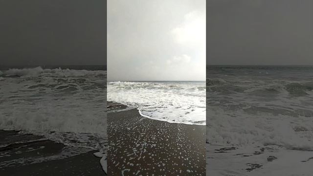 Волны и снег. Бухта Новый Свет.