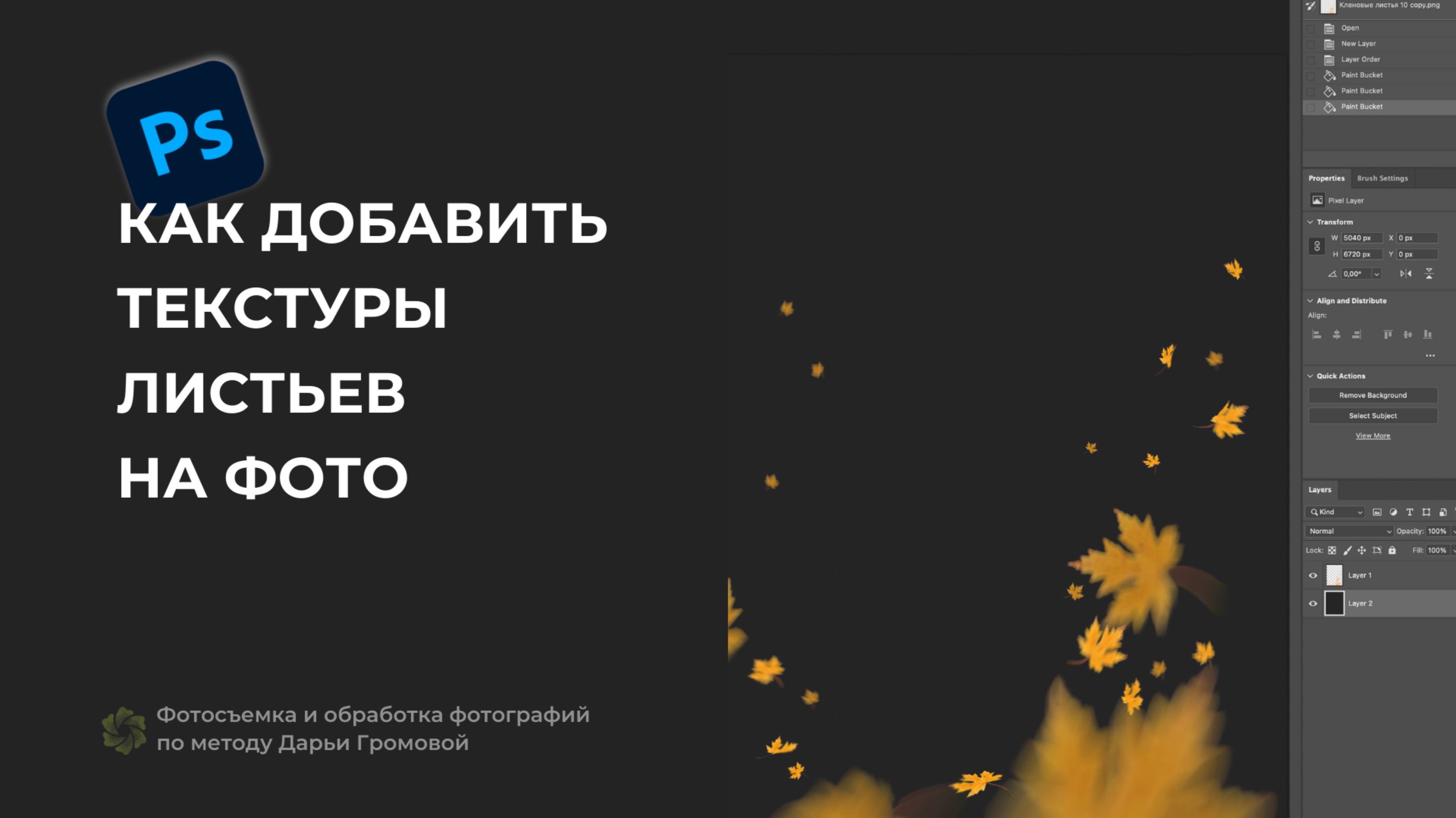 КАК ДОБАВИТЬ ЛИСТЬЯ НА ФОТОГРАФИИ В Photoshop