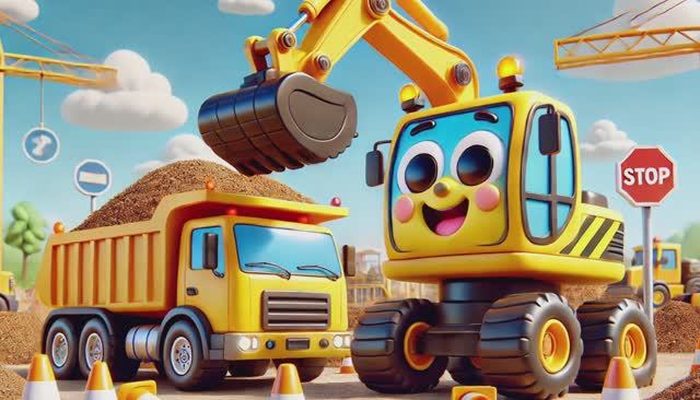 Веселый экскаватор – Детская песенка | Машинки для малышей 🚜