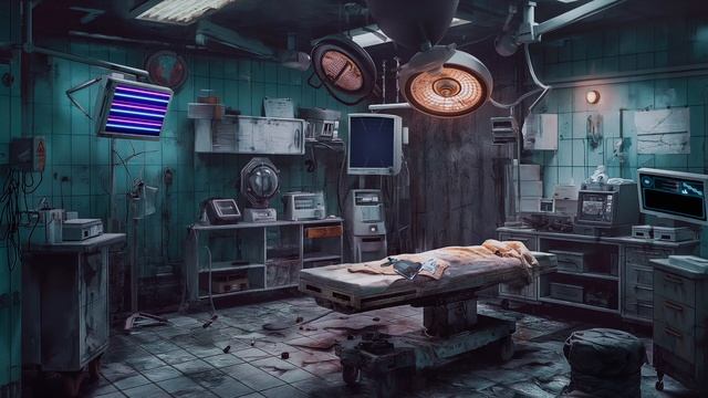 Жуткая киберпанк музыка с электронными помехами [видео 4К]: подпольная операционная Night City