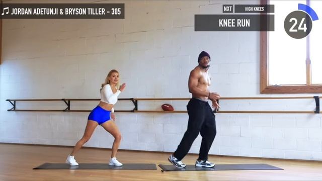 10 MIN TOUCHDOWN CARDIO with Bijan Robinson - no jumping, quick feet, calorie burner | Bonus: Abs