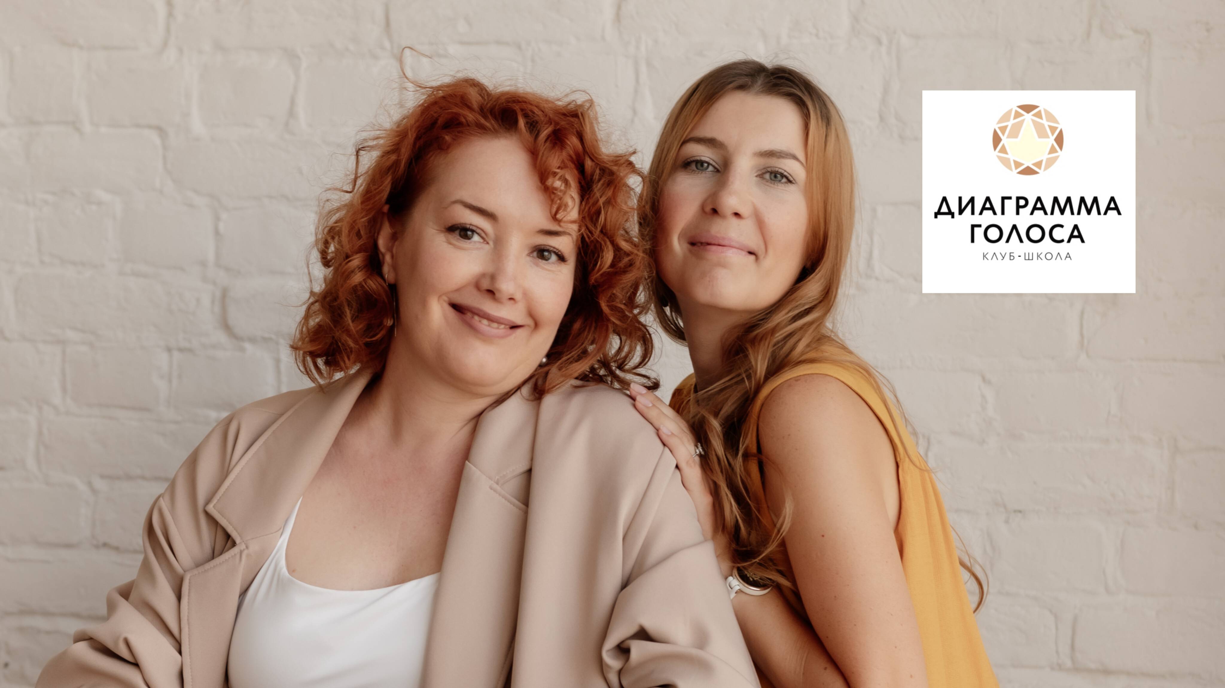 Давайте знакомиться.
Мы-Надежда и Ангелина,сооснователи школы речи и коммуникации "Диаграмма голоса