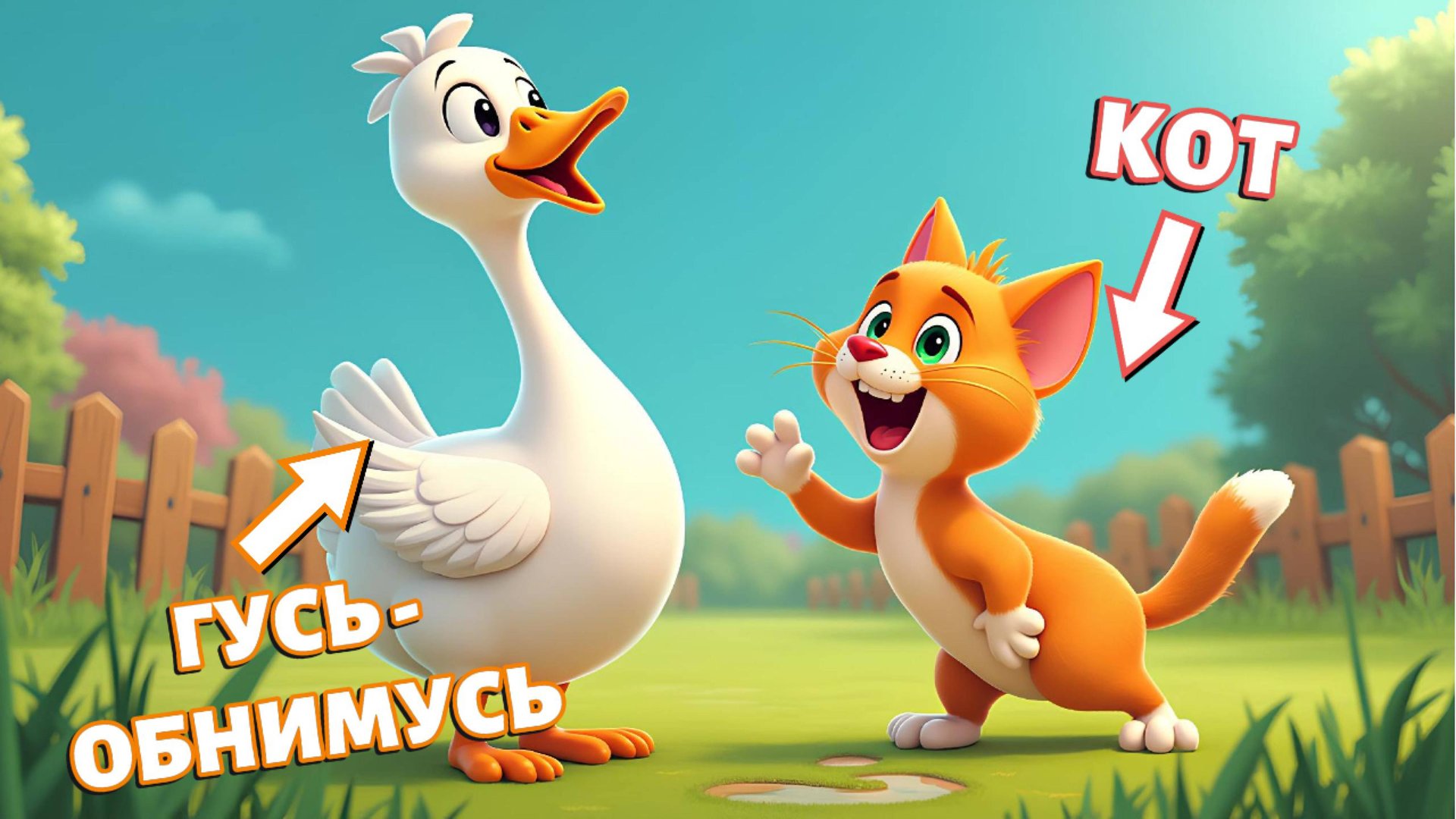 Гусь-обнимусь и кот – веселый и динамичный мультфильм для всей семьи! 🎭🐱