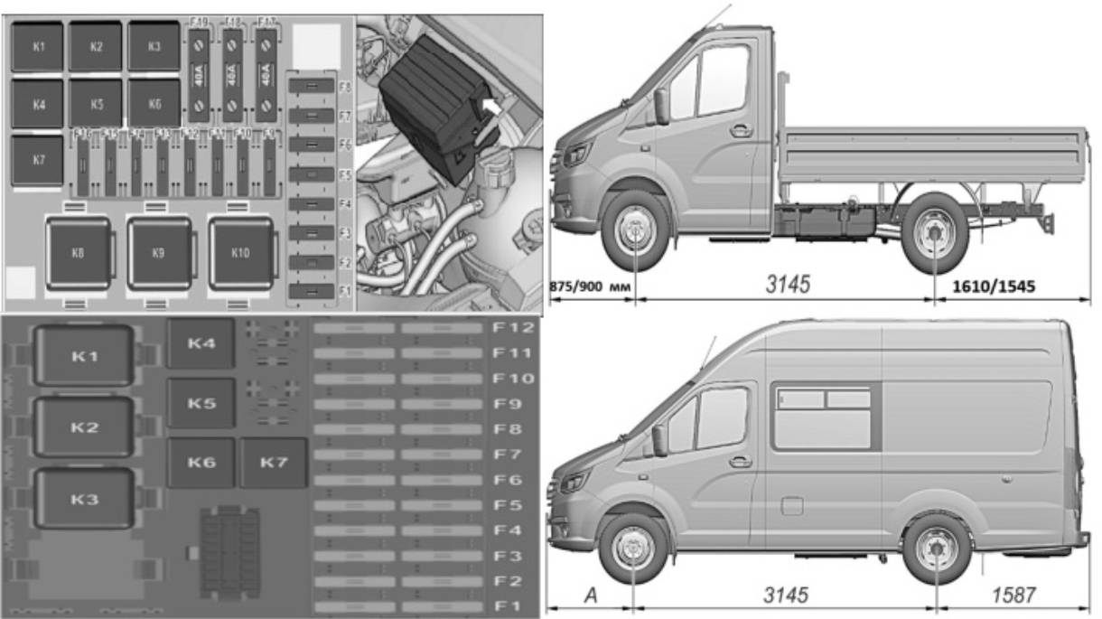 Предохранители и реле автомобилей Газель Некст с дизельными и бензиновыми моторами