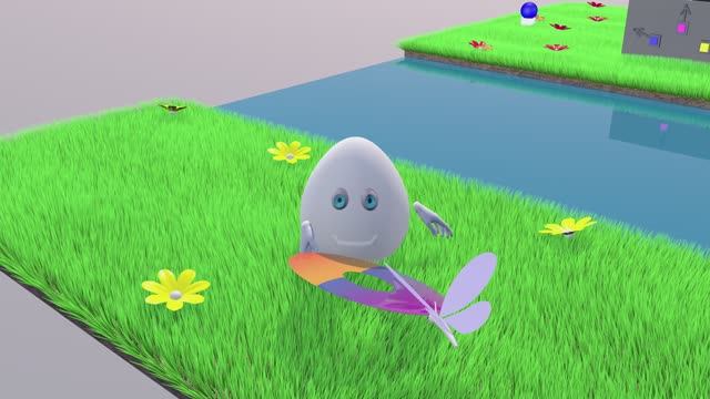 Детский мультик анимация, приключение яйца на полянке
