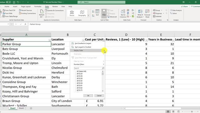 2-002. Number & Text Filters