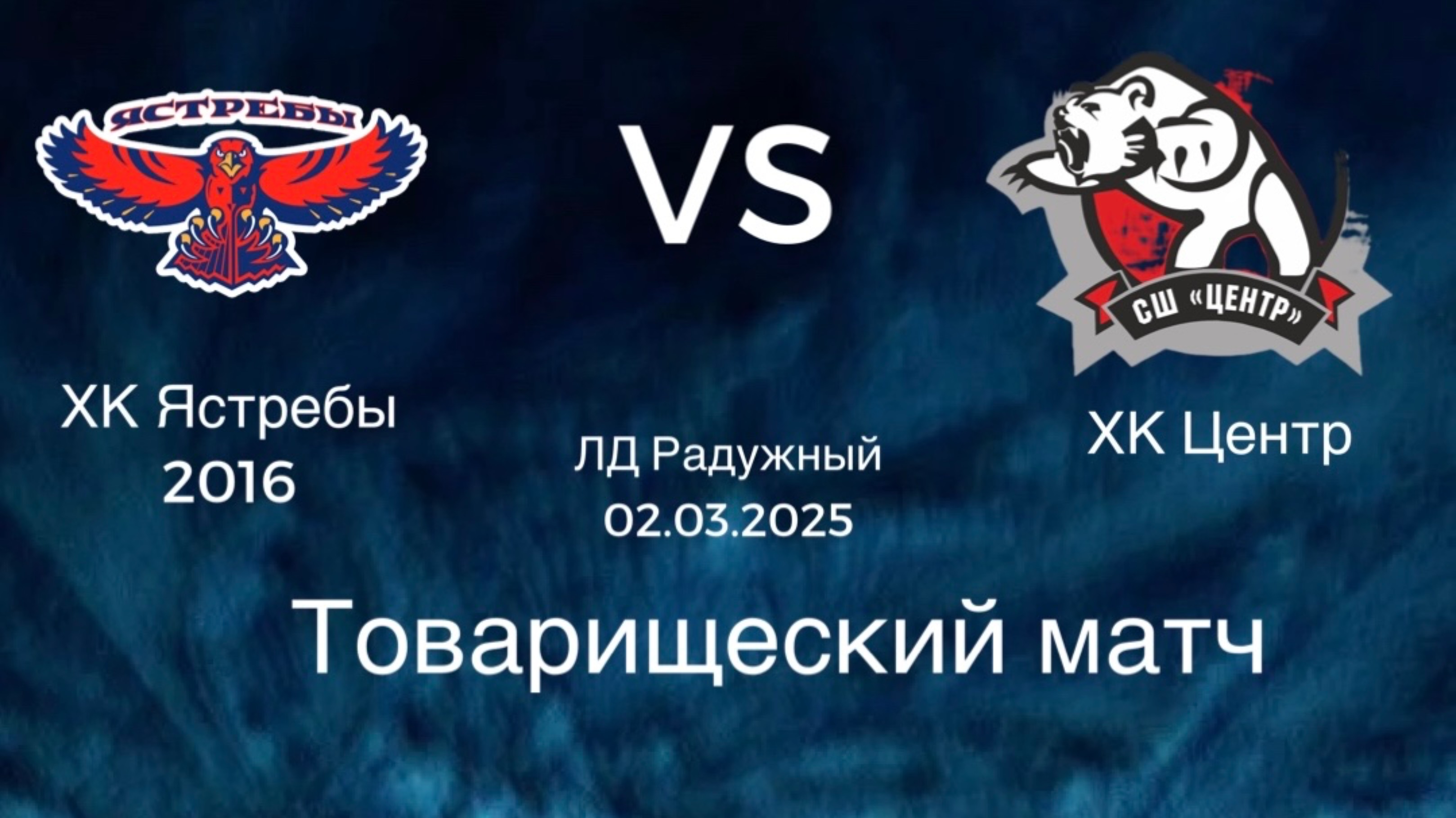 Товарищескаяу игра среди детских хоккейных команд ХК Ястребы 2016 VS ХК Центр