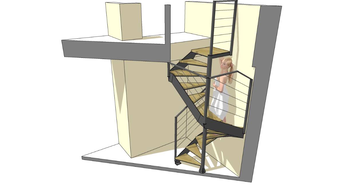 Винтовая лестница 450° с ограждением. г. Калининград, ул. Попова
