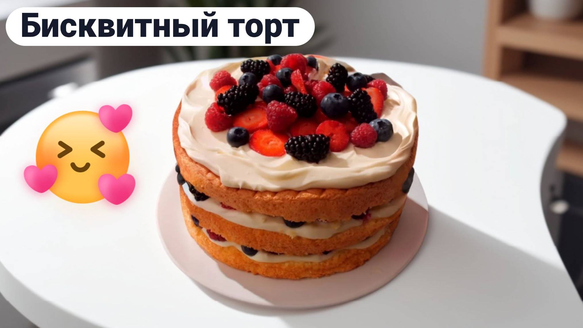 Домашний Бисквитный ягодный торт. Простой, вкусный и нежный рецепт десерт торта в домашних условиях