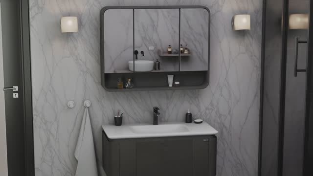 Комплект мебели для ванной Black & White U930