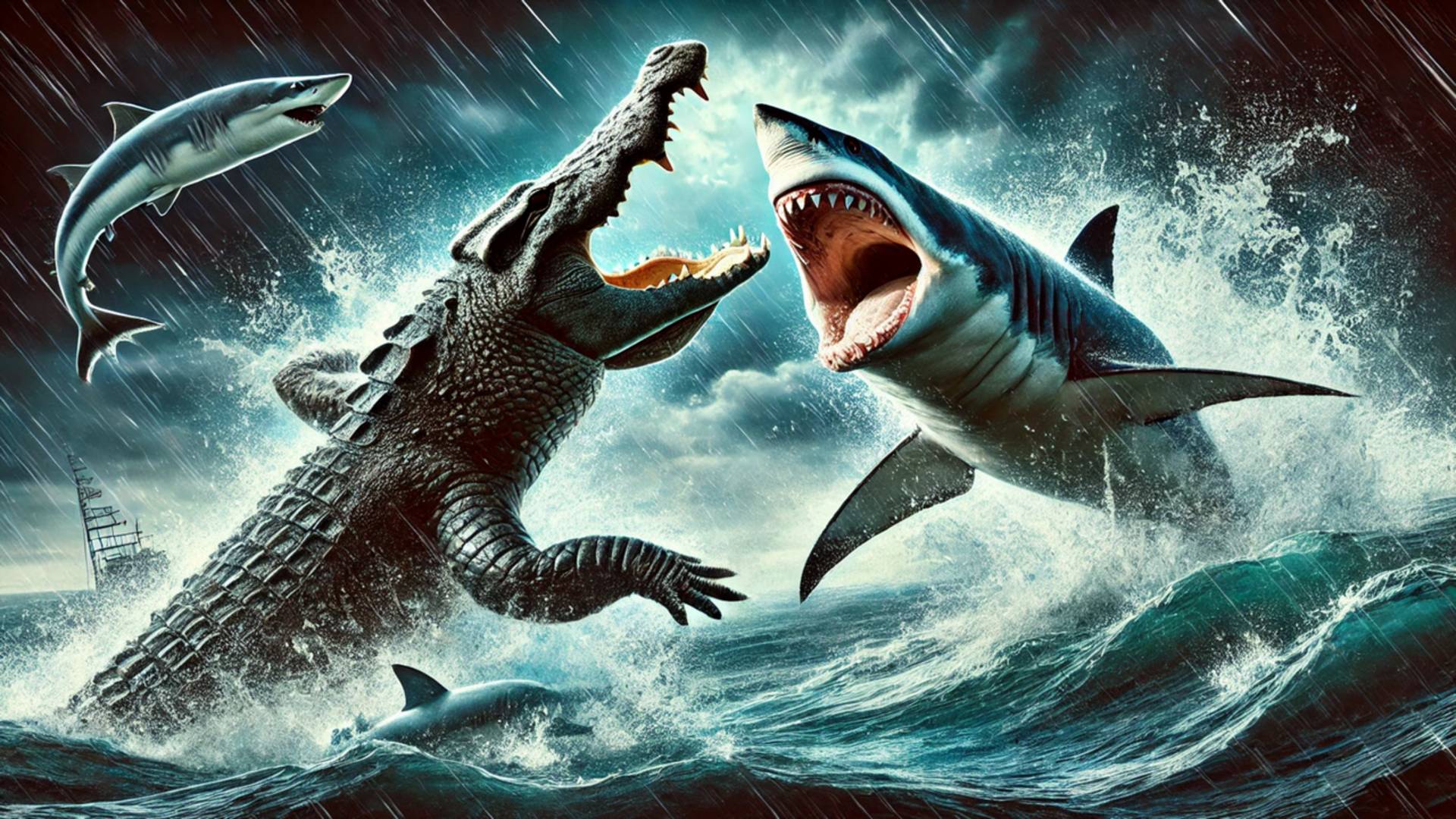 Схватка гигантов: Акула против крокодила! Кто победит?