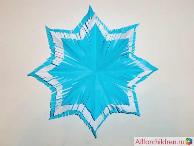 Пушистая снежинка из бумаги
