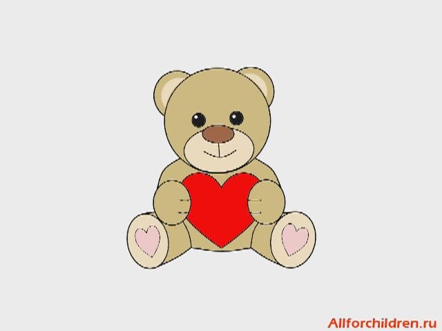 Рисуем плюшевого мишку с сердечком
