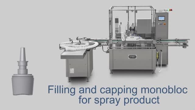 Автоматический моноблок для дозирования и укупорки спрей крышками, модель G-250 (OMAS Technosistemi)
