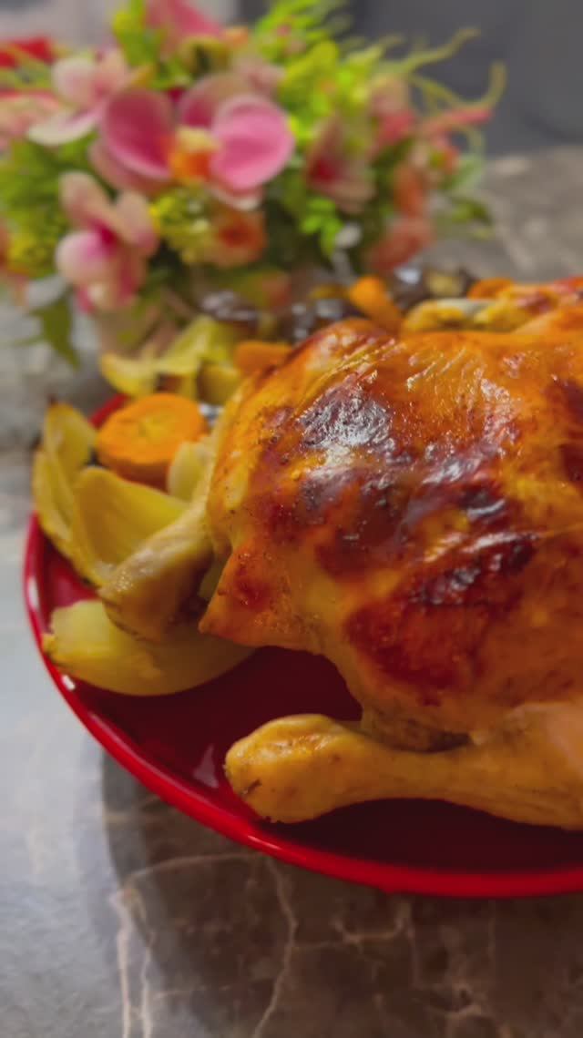 Запеченая курица с баклажанами♥️