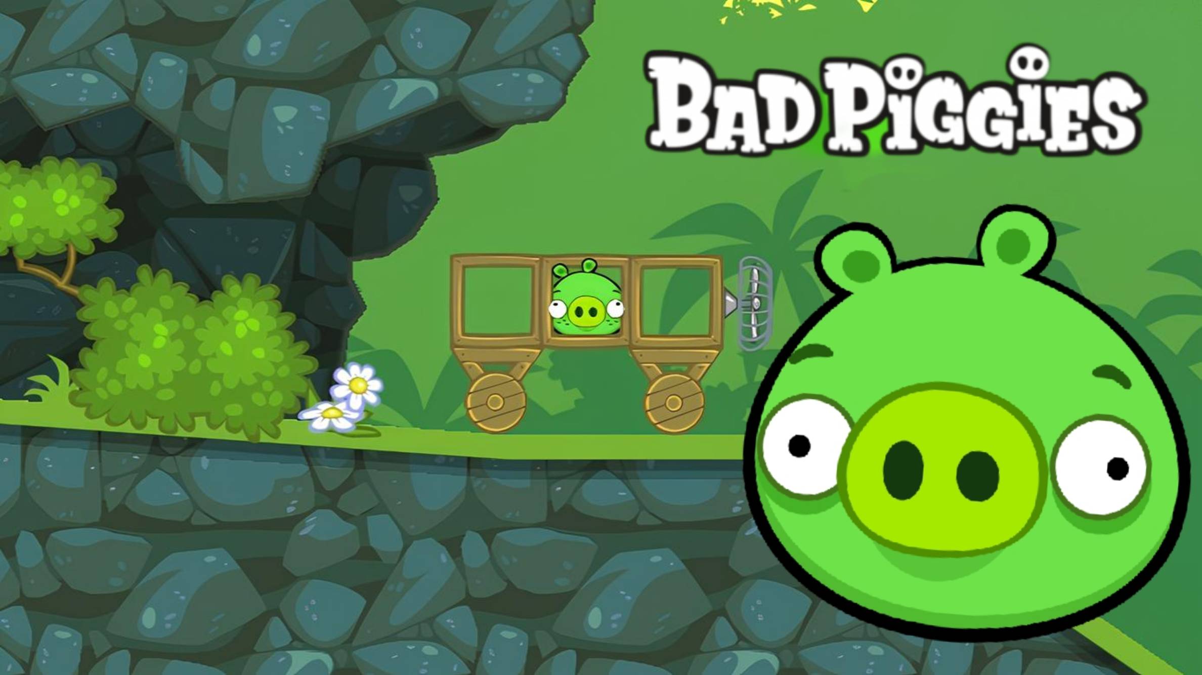 Покатушки зелёных свиней в игре Bed Piggies!