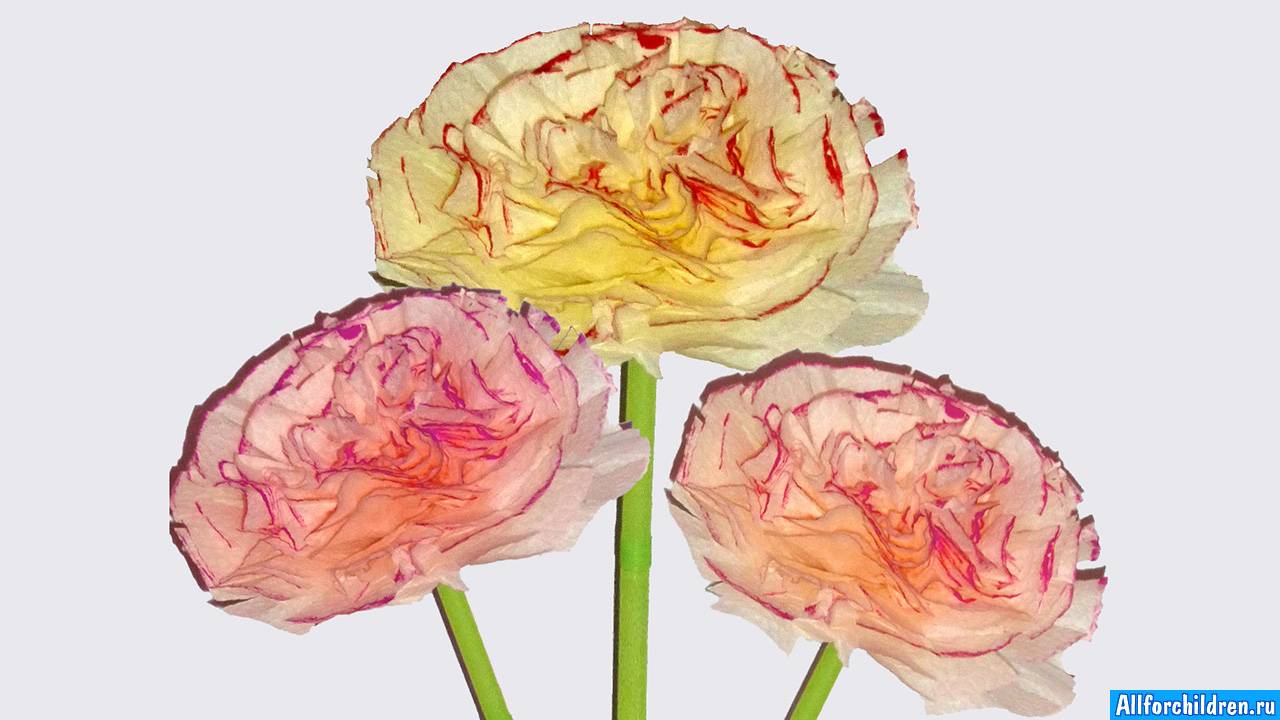 Цветы из бумажных салфеток