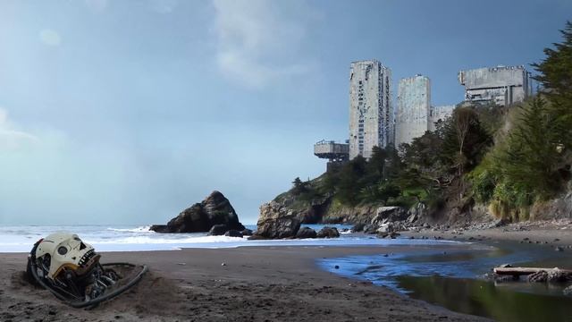 2 часа эмбиент музыки в формате 4K со звуками океана: таинственные пляж с роботом