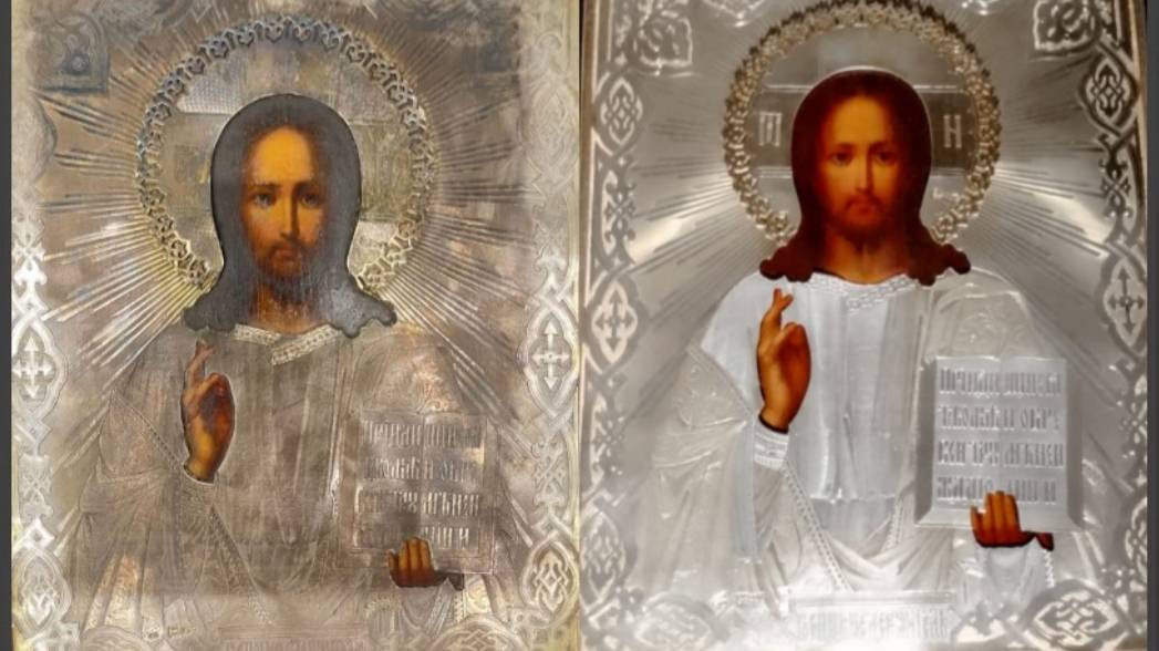 Икона Господь Вседержитель - основные моменты процесса реставрации