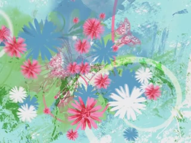 Футаж Голубые и розовые цветы