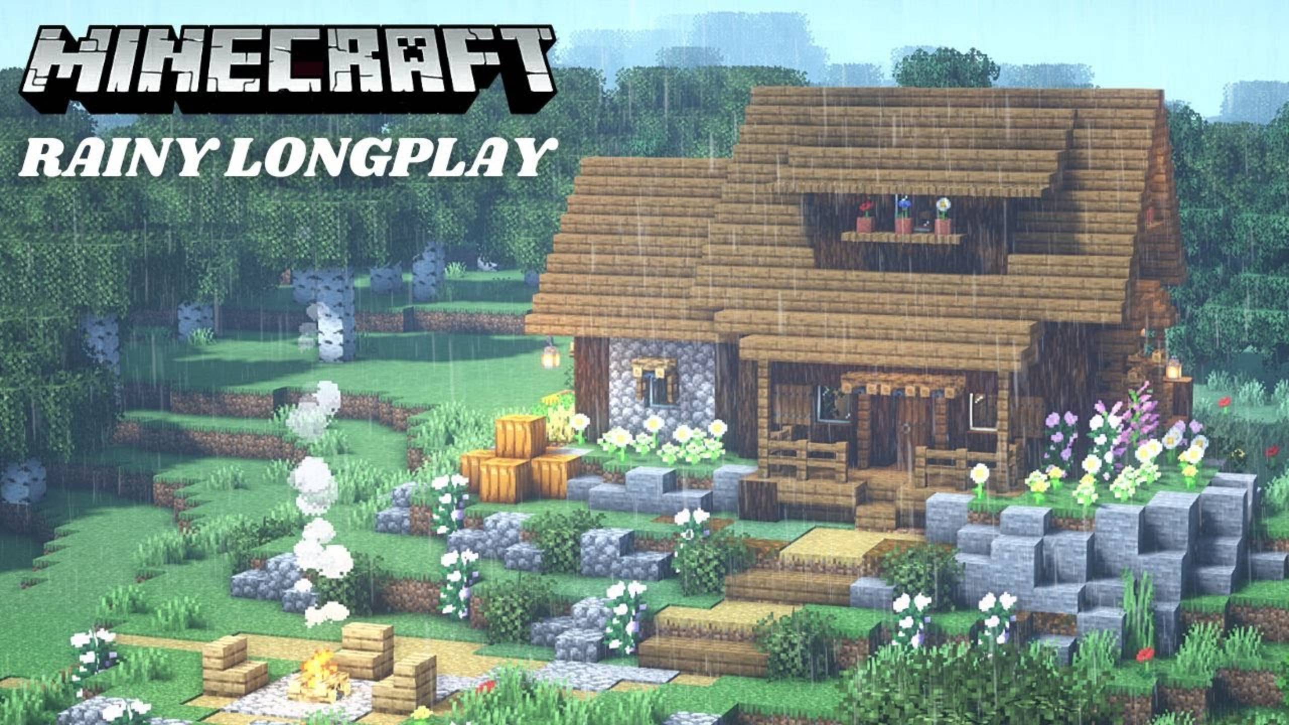 Minecraft Rainy Longplay - Cozy Spruce Cottage (No Commentary) [1.19]