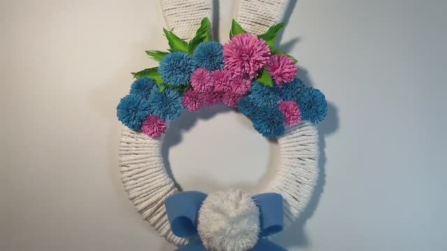 Своими руками 🐰 венок пасхальный в виде зайца 💚🩵🩷