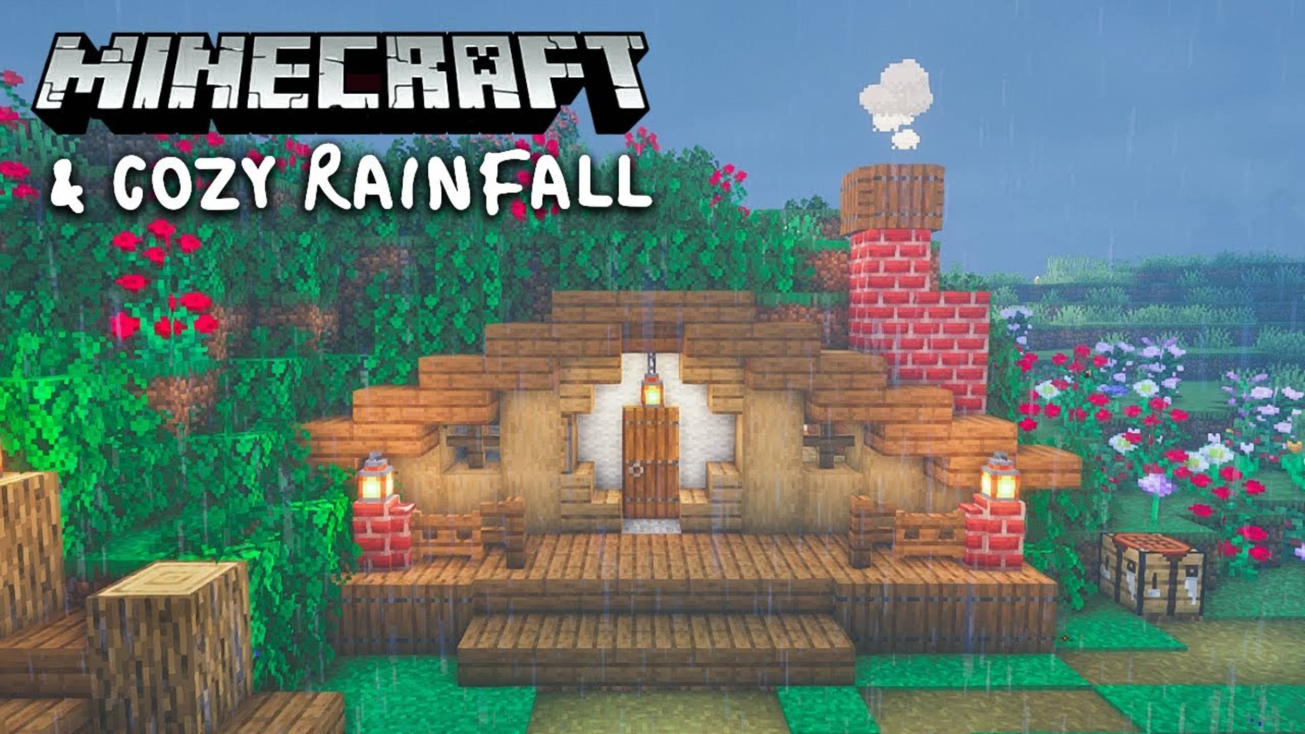 Minecraft Relaxing Rainy Longplay - Peaceful Building a Hobbit Hole (No Commentary)