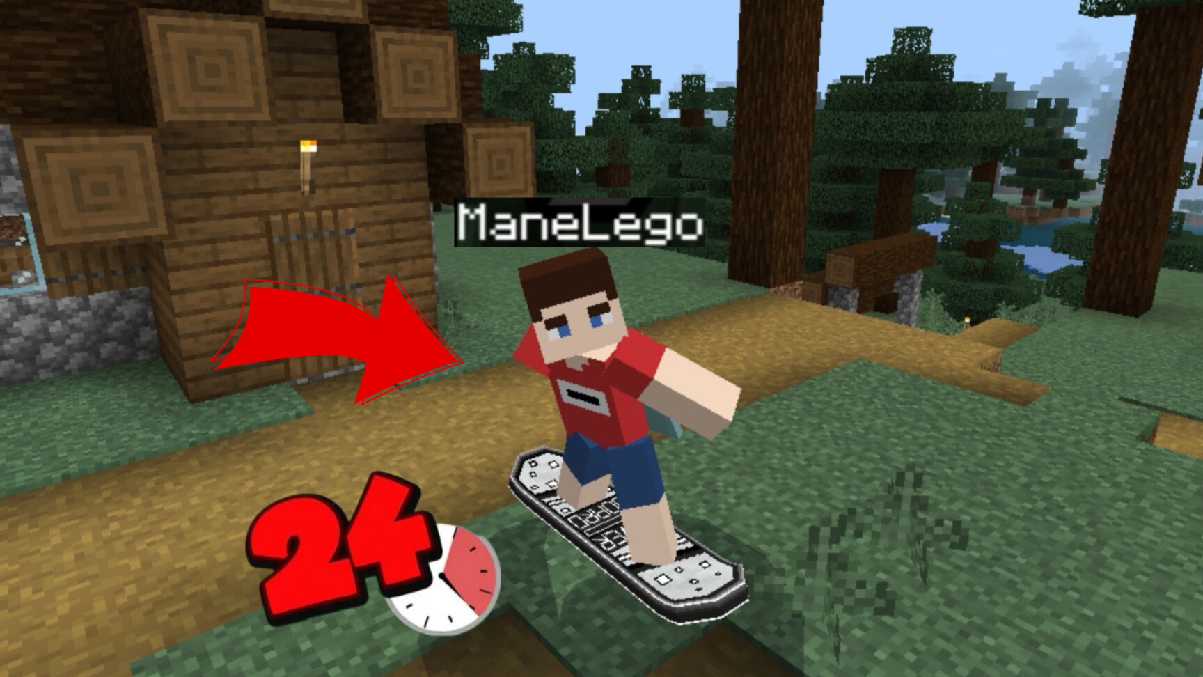 Я провел 24 часа на скейд борде в Майнкрафте | ManeLego minecraft