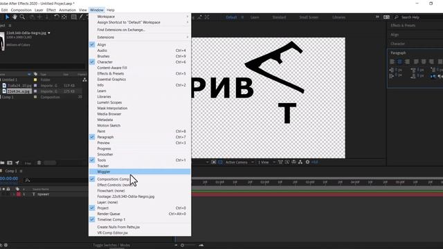 1.2.1  Панели After Effects и настройка рабочей среды