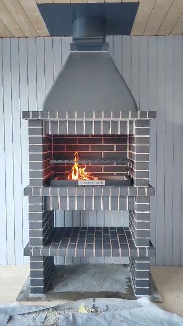 Модульный мангал из серого кирпича