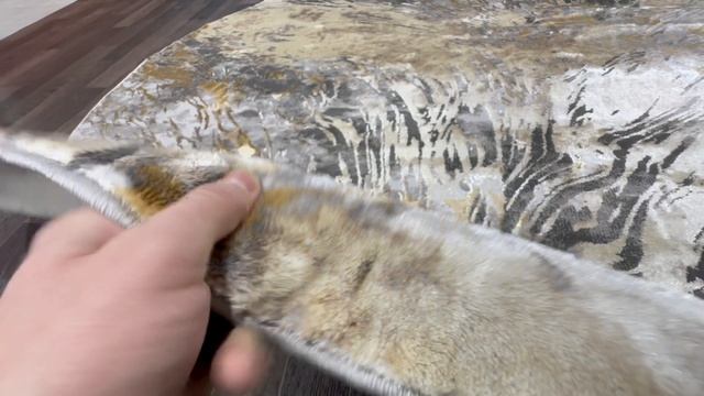 Турецкий ковер на пол LISA A2082A_IVORY  MUSTARD круг