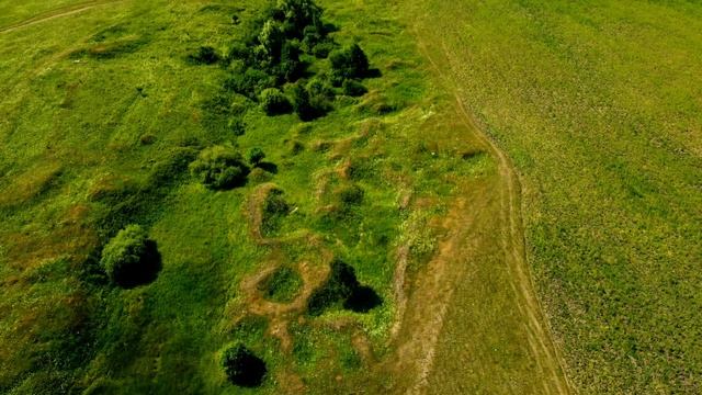 Жаркий полдень в полях около села Губернское с высоты птичьего полета-