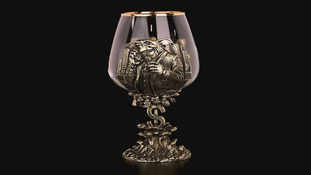 Бокал для коньяка Акула бизнеса (Латунь, стекло)