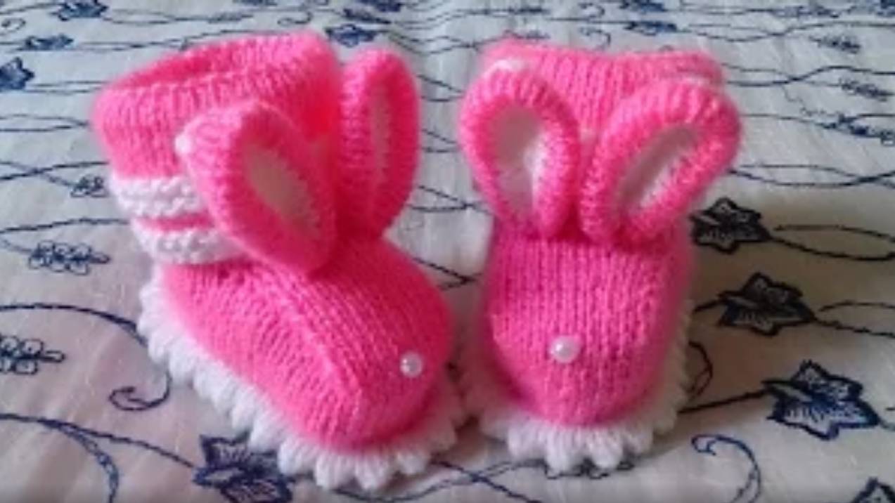 ВЯЗАНИЕ НА ДВУХ СПИЦАХ!,Вязание для начинающих!Пинетки "ЗАЙЧИКИ".ЧАСТЬ №1.knitting.