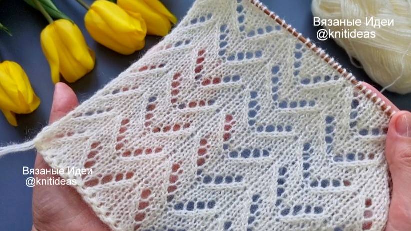 Ажурный узор Елочки спицами!