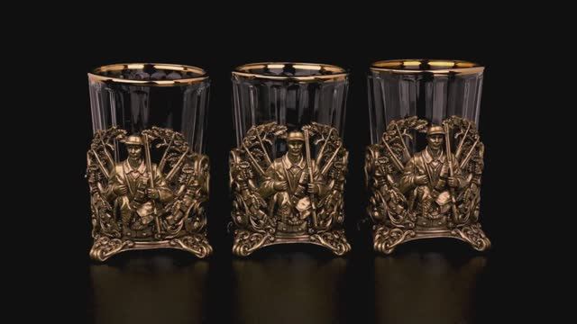 Стопки Охотник (Латунь, стекло)