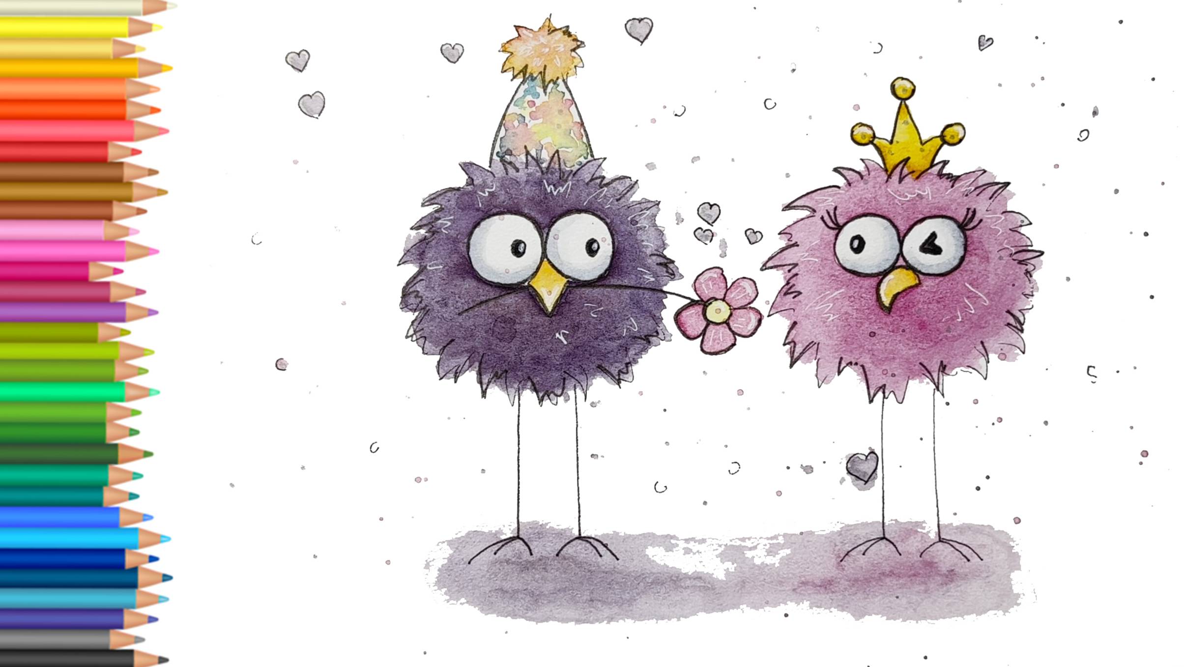 Как нарисовать смешных птичек/How to draw funny birds🐦