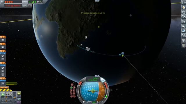 Запустил ровер на минмус в KSP.