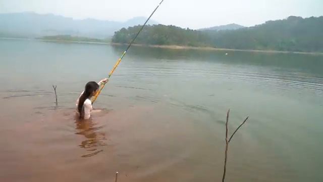 Гигантская рыба утащила девушку вниз