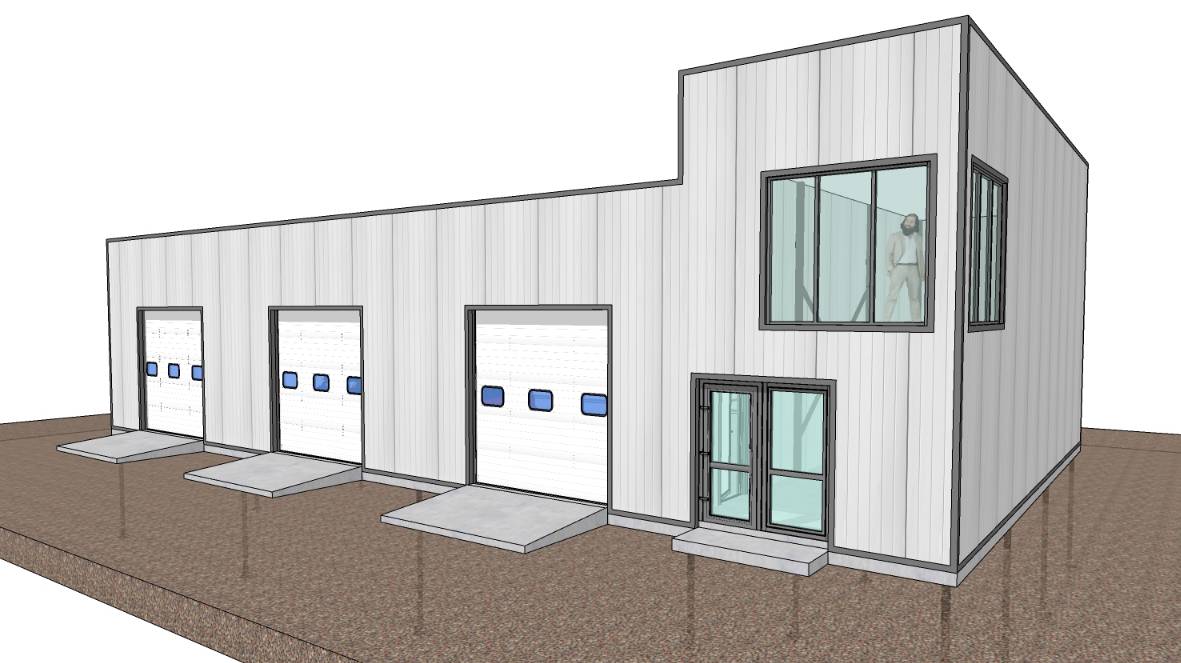 Эскизная модель здания автосервиса. г. Калининград, ул. Суворова, 54.  Вариант II