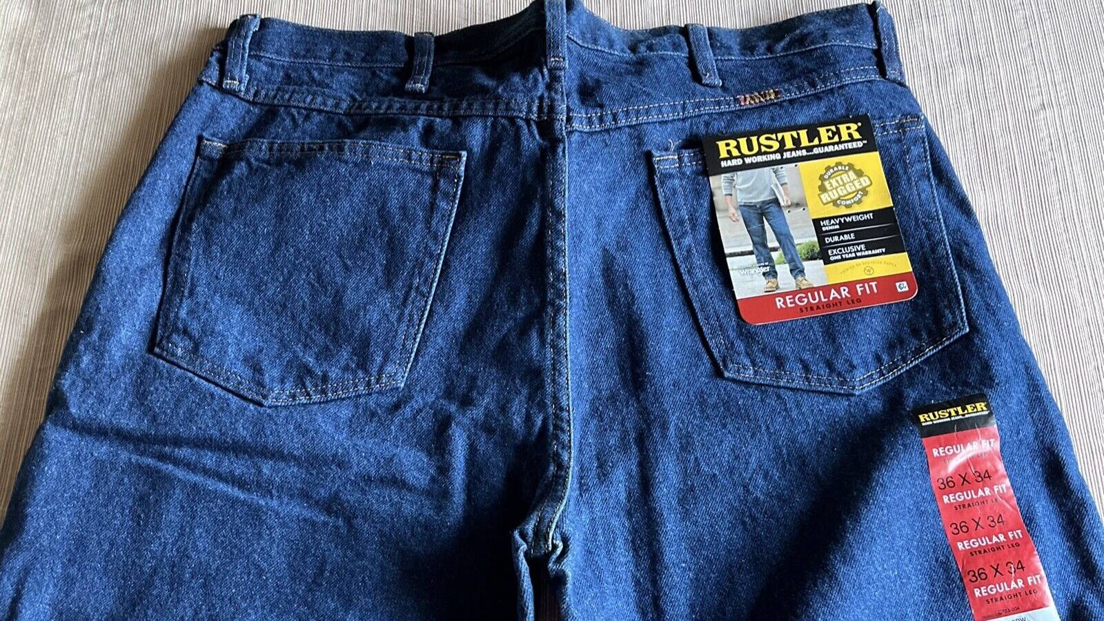 Рабочие джинсы Rustler Reg Fit с прямыми штанинами из тяжелого синего денима, мужские