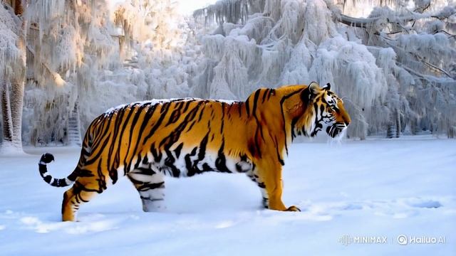 Тигр в снежном лесу